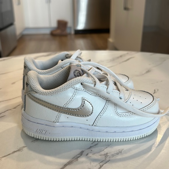 Nike | Shoes | 8c White And Silver Air Force S | Poshmark